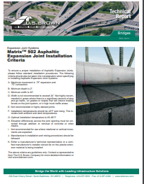 Matrix™ 502 Asphaltic Expansion Joint Installation Criteria